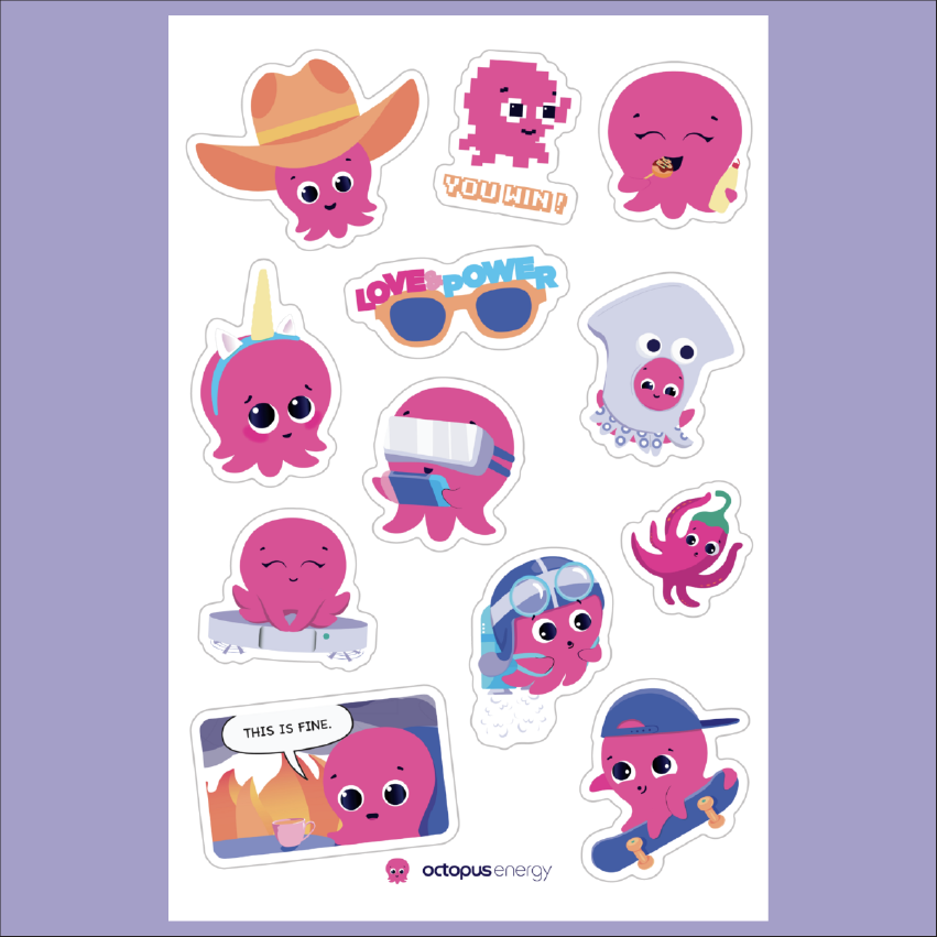 Octo Sticker Sheet - Variety – Octopus Energy